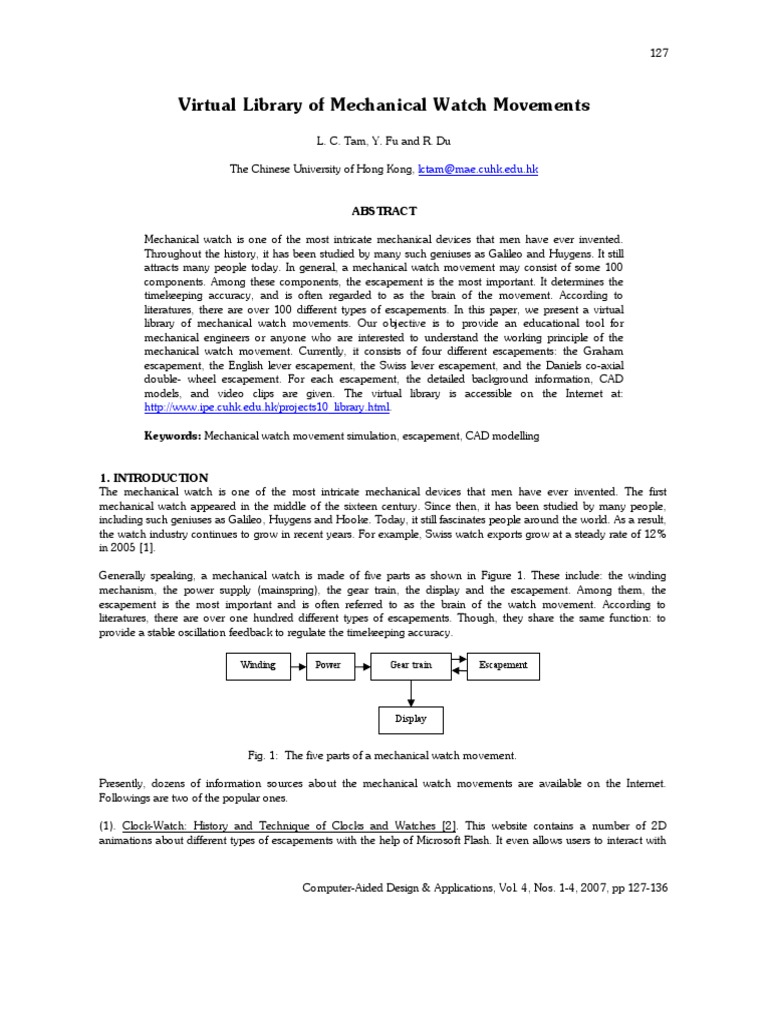 Virtual Library of Watch Movements | PDF | Watch | Horology