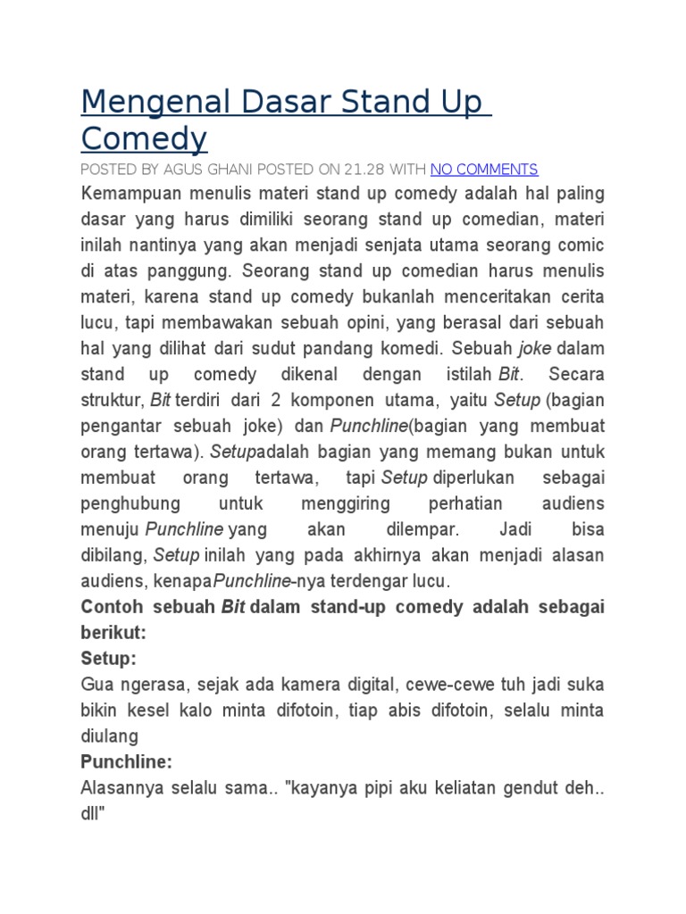 Mengenal Dasar Stand Up Comedy | PDF