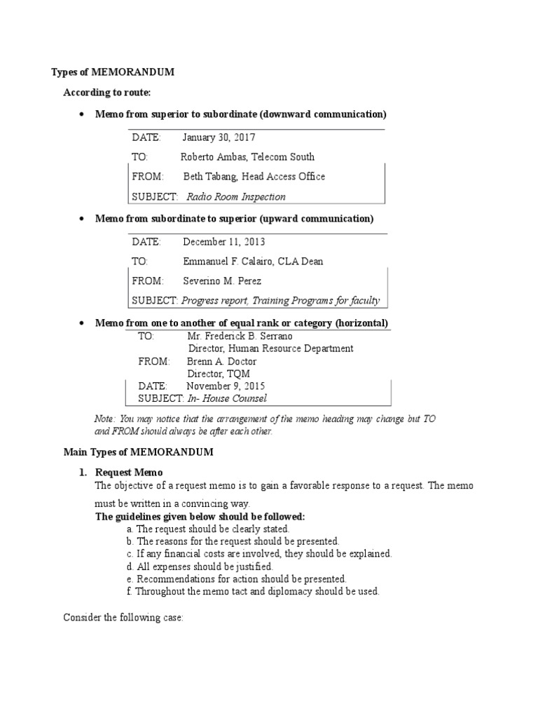 Types of Memorandum | PDF | Memorandum | Reading Comprehension