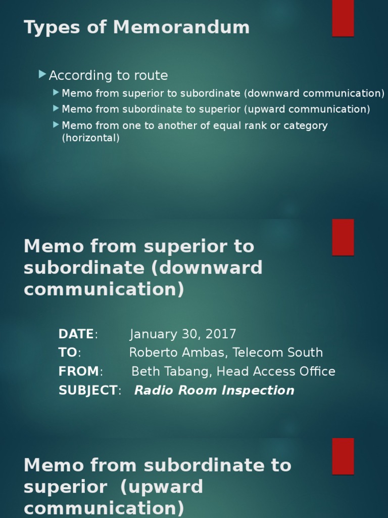 Types of Memorandum: According To Route | PDF | Memorandum | Business