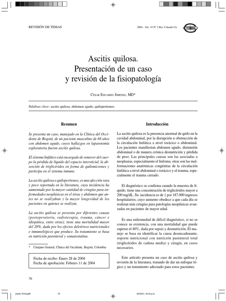 Ascitis QUILOSA | PDF | Sistema linfático | Abdomen