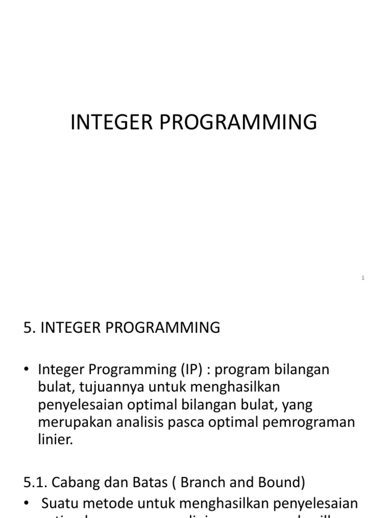 5.1 Integer Programming | PDF
