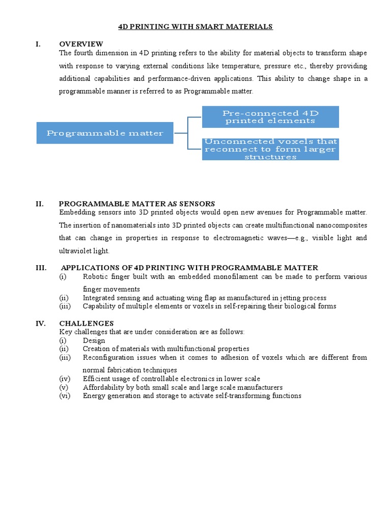 4d Printing With Smart Materials | PDF