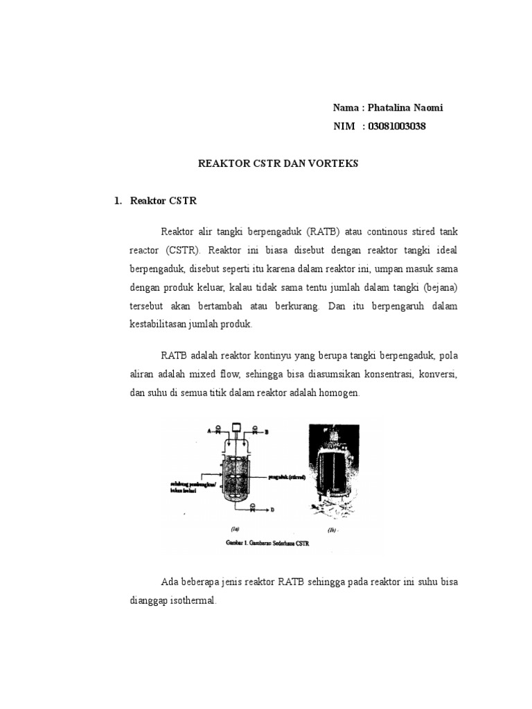 Reaktor CSTR | PDF