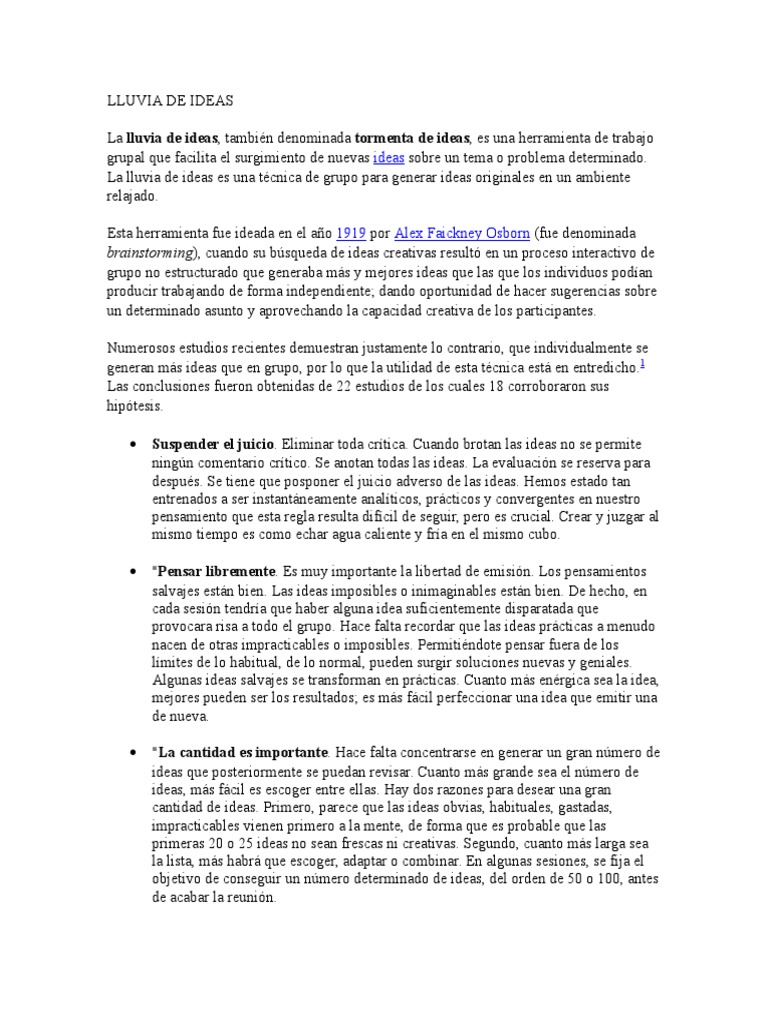 Lista de Atributos y Lluvia de Ideas | PDF | Lluvia de ideas