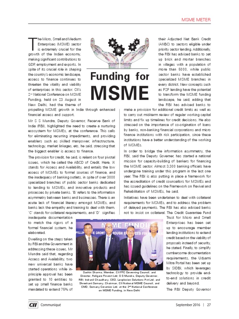 Funding For: Msme Meter | PDF | Credit (Finance) | Banks