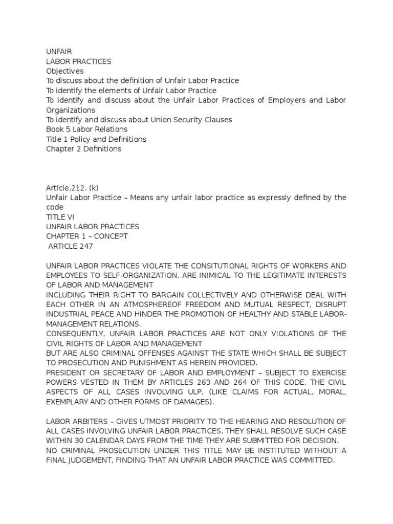 Unfair Labor Practice | PDF | Collective Bargaining | Unfair Labor Practice