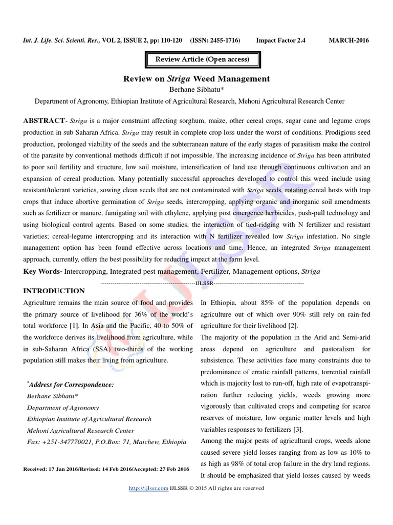 Review On Striga Weed Management | PDF | Organic Farming | Soil Science