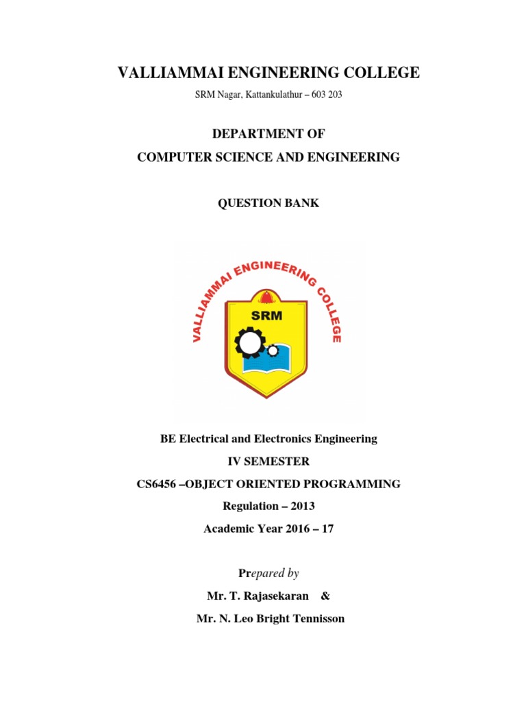 Cs6456 Object Oriented Programming Pdf C Class Computer