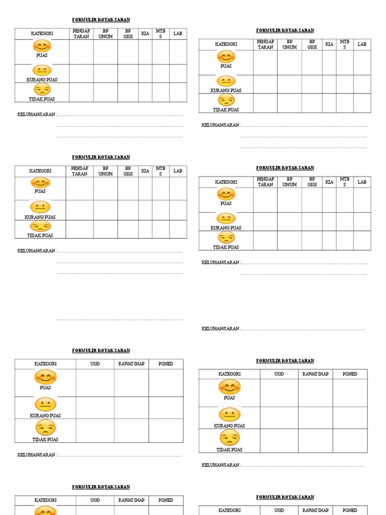 Formulir Kotak Saran | PDF