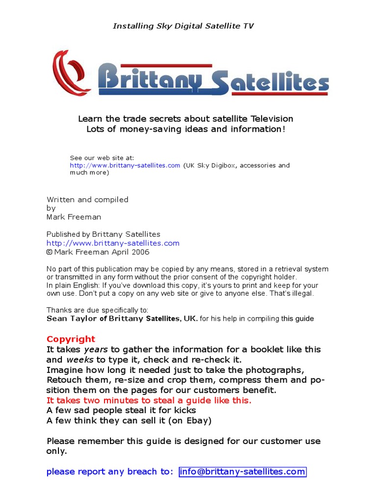 Installing Sky Digital Satelli Te TV: See Our Web Site At: (UK Sky ...