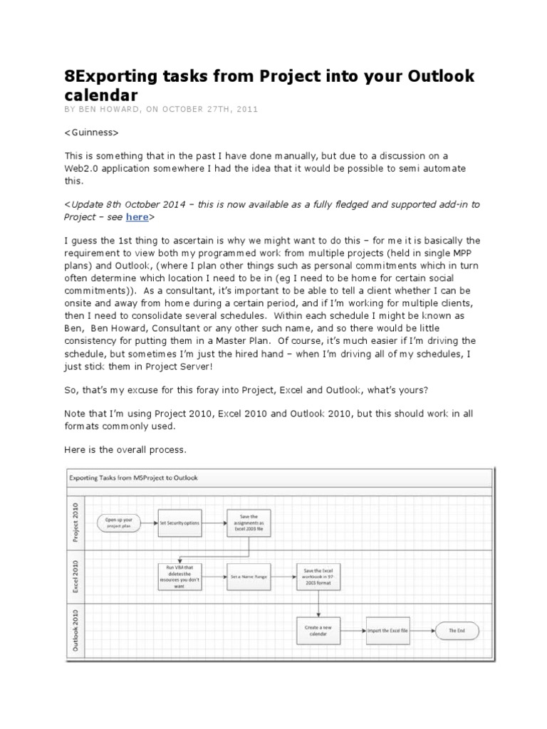 Exporting Project Tasks to Outlook Calendar | PDF | File Format ...