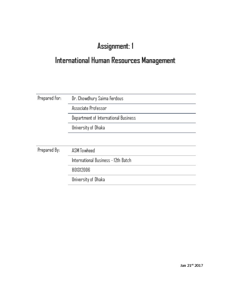 International Human Resources Management | PDF | Human Resource ...