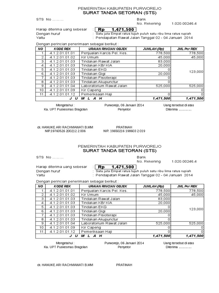 Format Laporan Penerimaan Blud | PDF