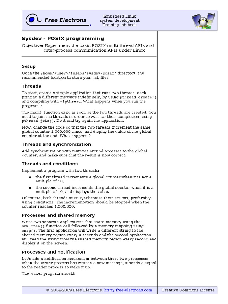 Posix API Labs | PDF | Thread (Computing) | Application Programming Interface