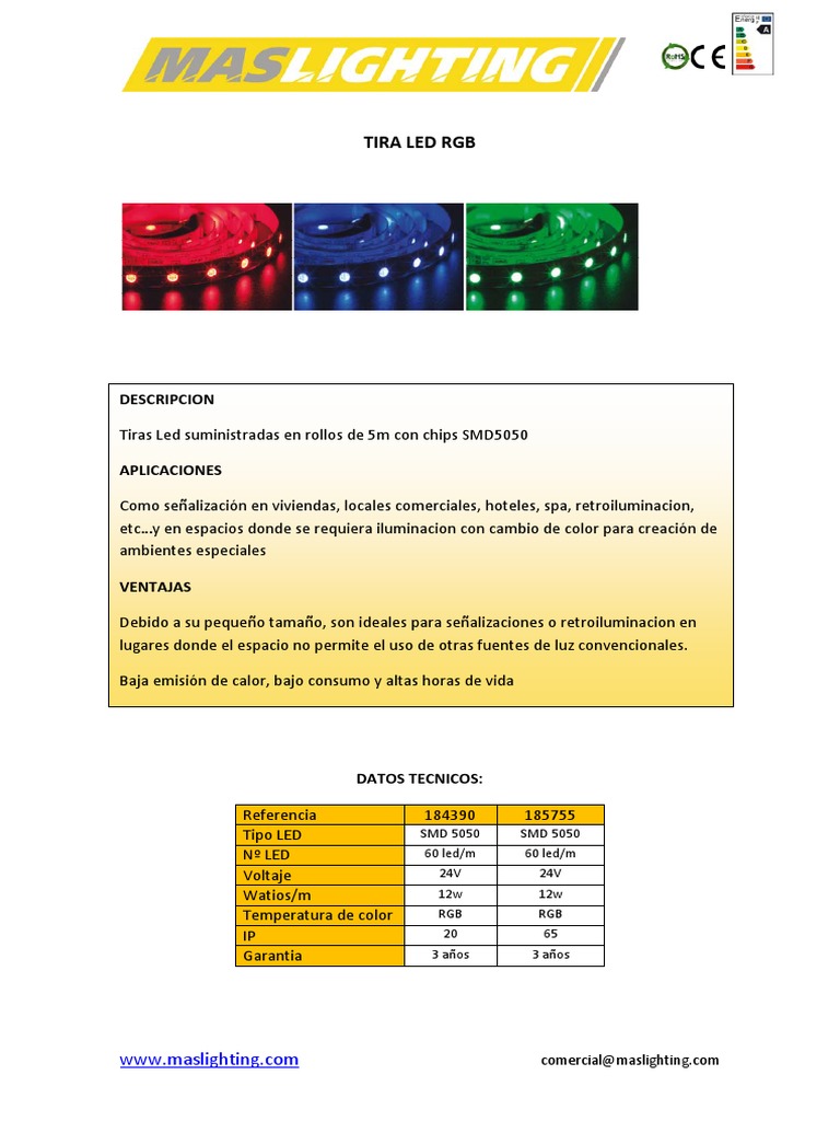 Ficha Tecnica Tiras LED RGB PDF | PDF