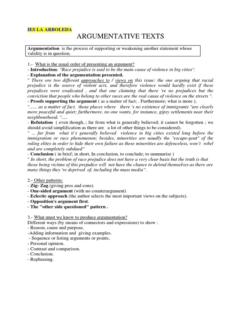 Argumentative Texts | PDF | Violence | Argument