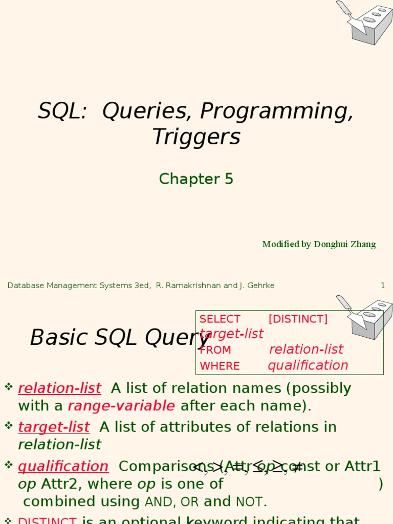 SQL: Queries, Programming, Triggers: Modified by Donghui Zhang | PDF | Sql | Data Management ...
