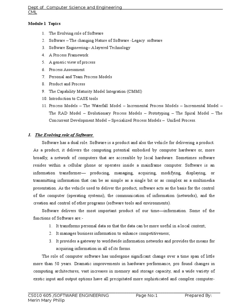 Module 1 Topics: 1. The Evolving Role of Software | Download Free PDF ...