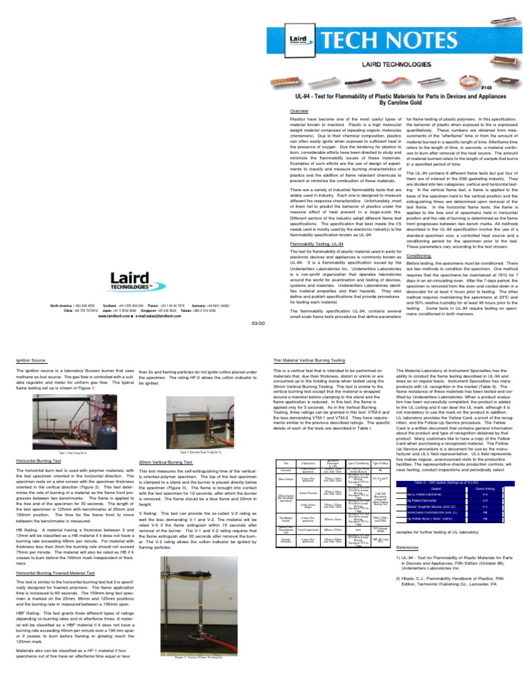 UL-94 Flammability Testing Overview | PDF | Flammability | Plastic