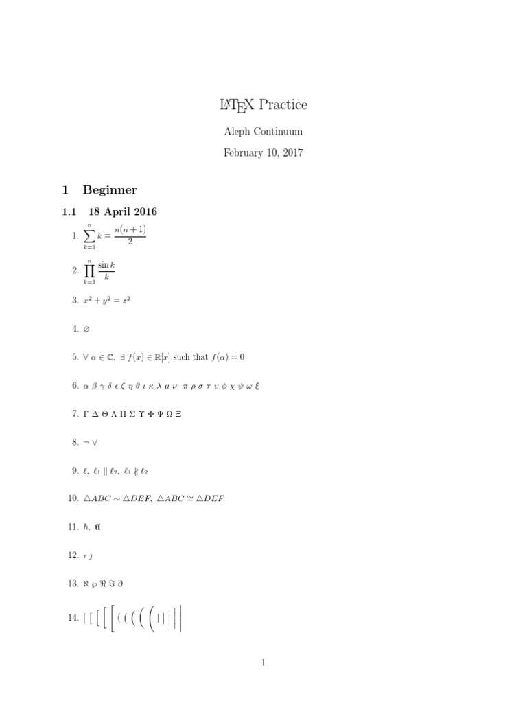 L TEX Practice: 1 Beginner | PDF | Wave Function | Waves