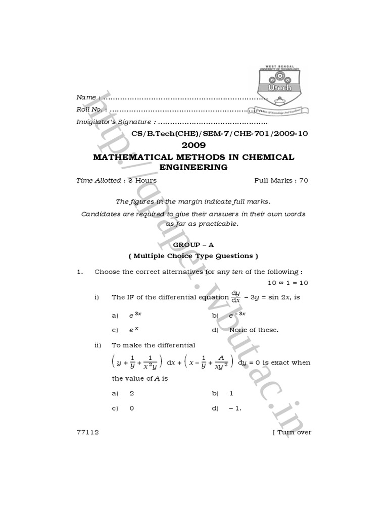 HT TP: //qpa Pe R.W But .Ac .In: 2009 Mathematical Methods in Chemical Engineering | PDF ...