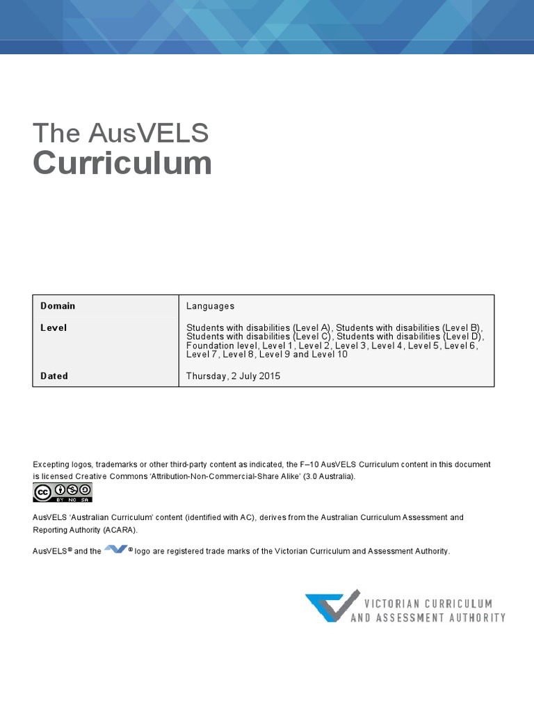 Curriculum: The Ausvels | PDF | Curriculum | Reading Comprehension