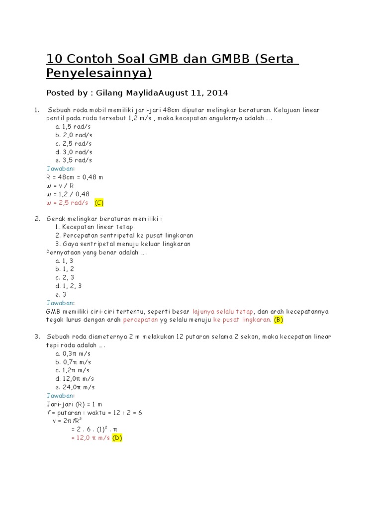 10 Contoh Soal GMB Dan GMBB | PDF