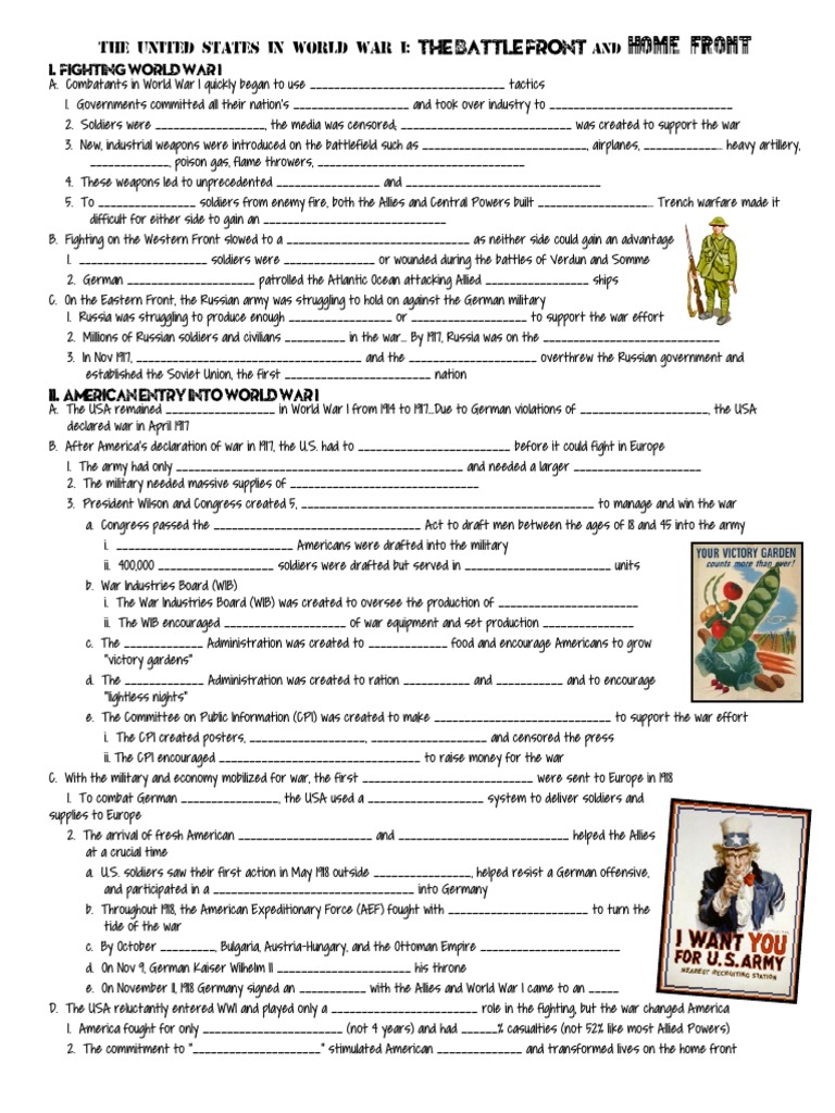 US Role in WWI: Battle & Home Fronts | PDF | Western Front (World War I ...