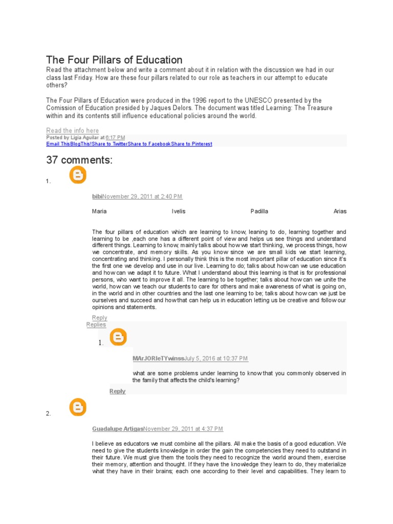 The Four Pillars of Education | Learning | Teachers