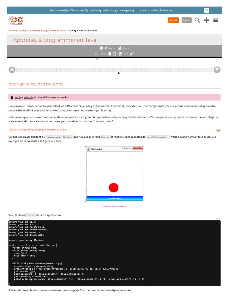 Interagir Avec Des Boutons - Apprenez À Programmer en Java | PDF | Classe (informatique) | Java ...