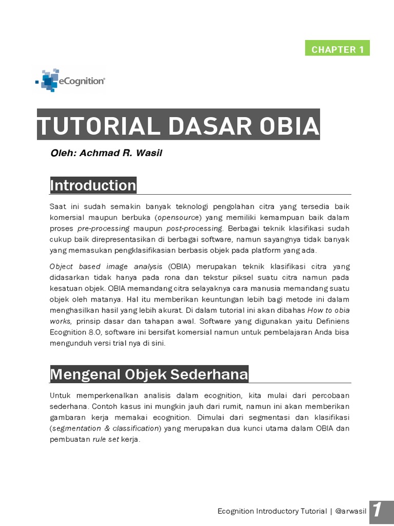 Tutorial Obia Dasar 2013 PDF | PDF
