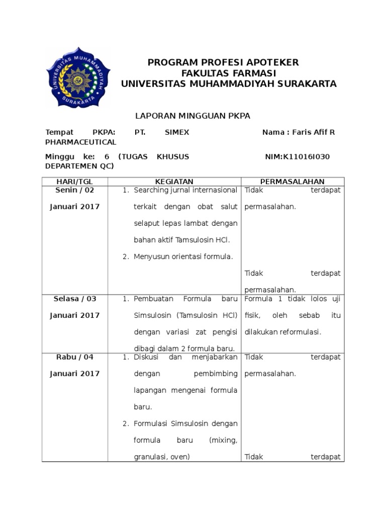 LAP MINGGUAN 6 Faris | PDF