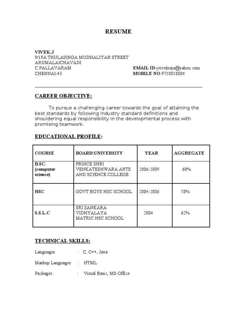 Vivek (1) Resume | PDF