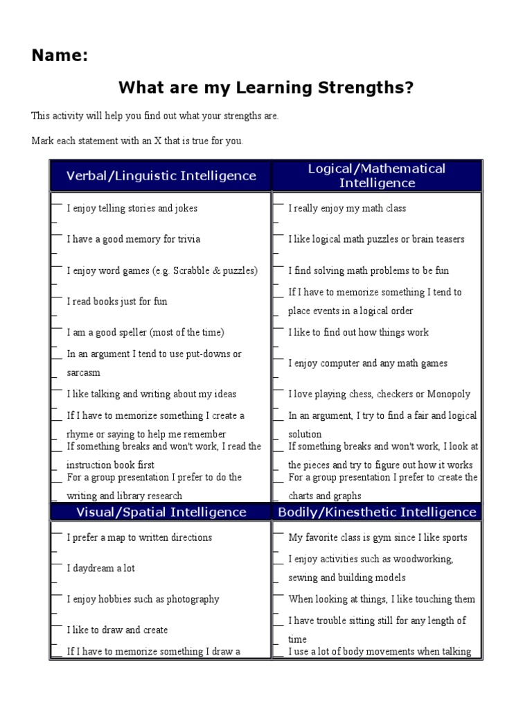 What Are My Learning Strengths | PDF | Teaching Mathematics | Learning