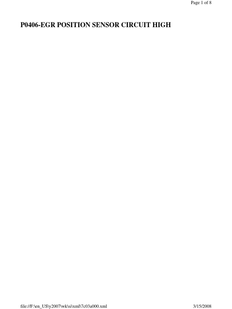 P0406-Egr Position Sensor Circuit High | PDF | Volt | Ignition System