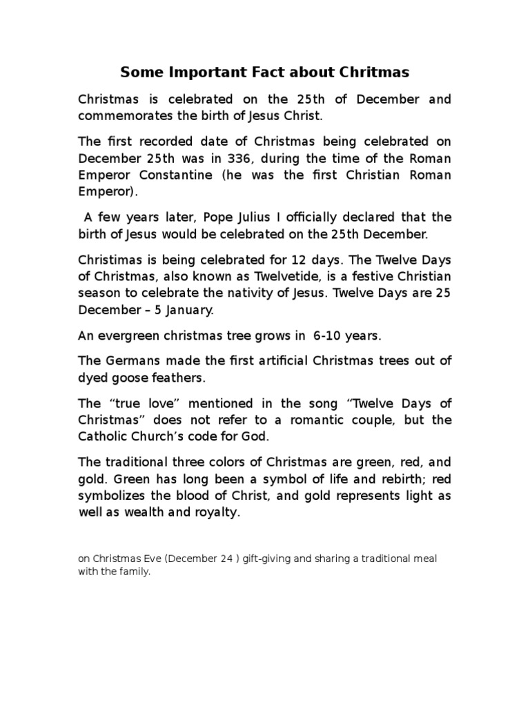 Some Important Fact About Chritmas | PDF