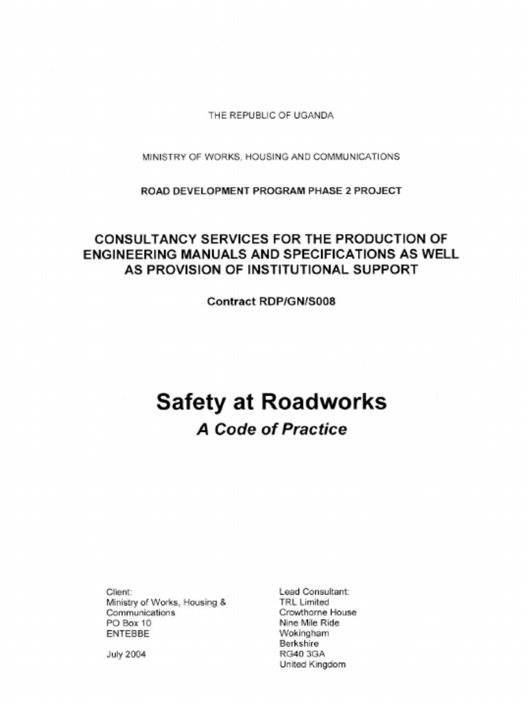 Safety at Roadworks - Code of Practice | PDF