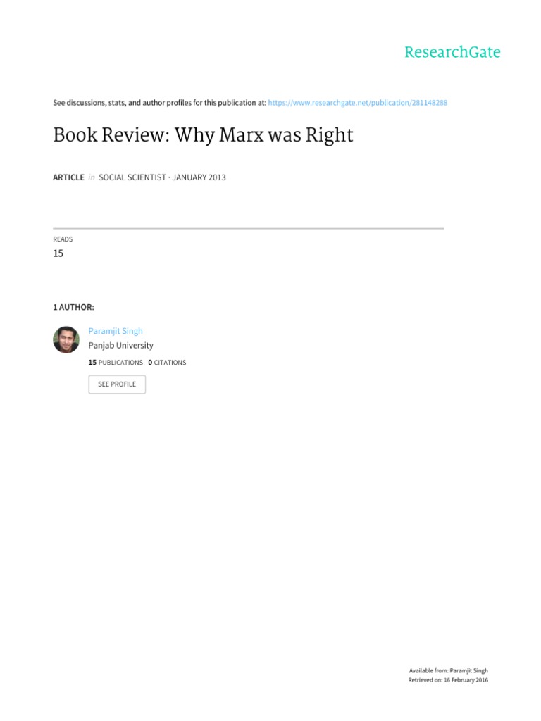 Why Marx Was Right | PDF | Marxism | Karl Marx
