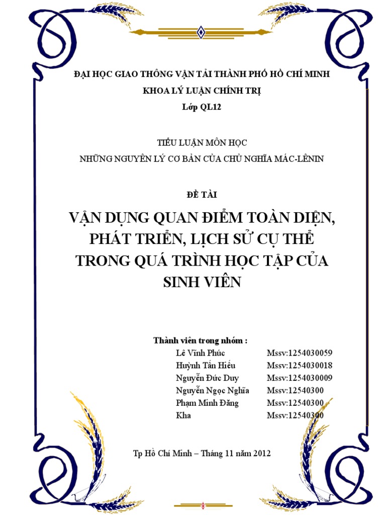 Tieu Luan Triet Hoc Van Dung Quan Diem Toan Dien Phat Trien Lich Su Cu The Trong Qua Trinh Hoc ...