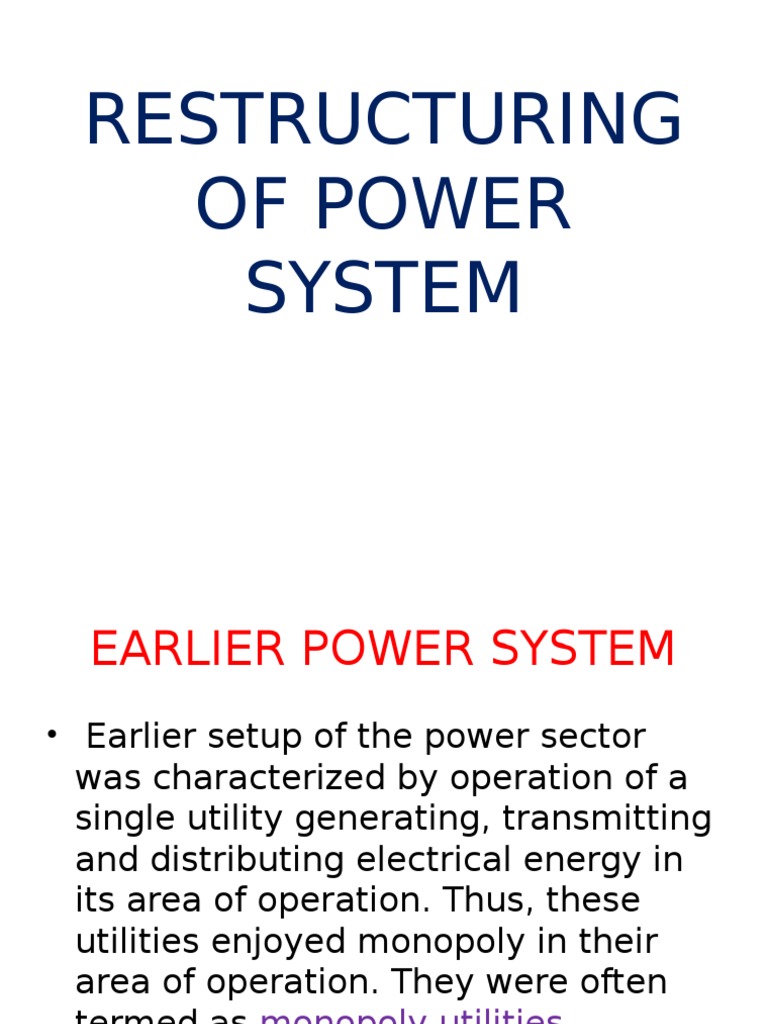 Restructuring of Power System | PDF | Business Economics | Economies