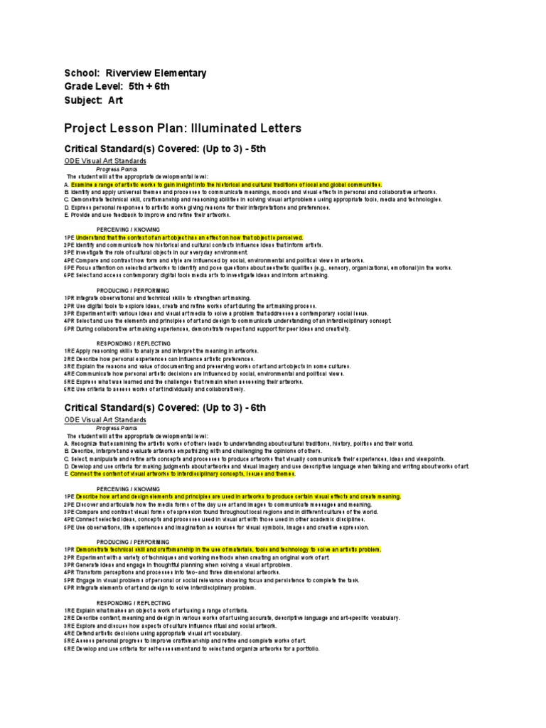 Illuminated Letters Art Project | PDF | Perception | Works Of Art