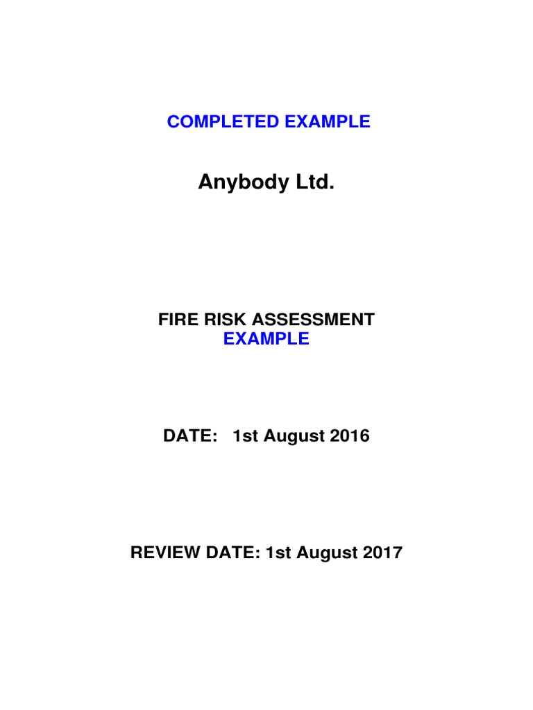 Fire Risk Assessment PAS79 Example | PDF | Fire Safety | Occupational ...