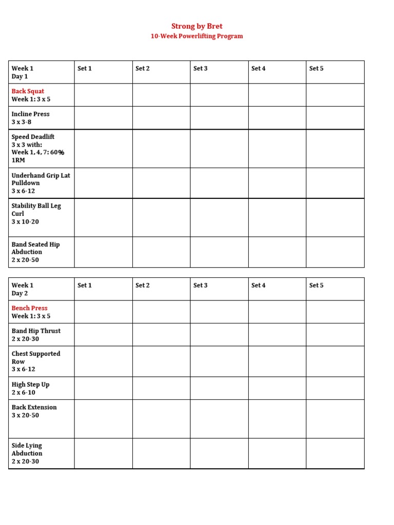 10-Week Powerlifting Program Guide | PDF | Individual Sports | Weight ...