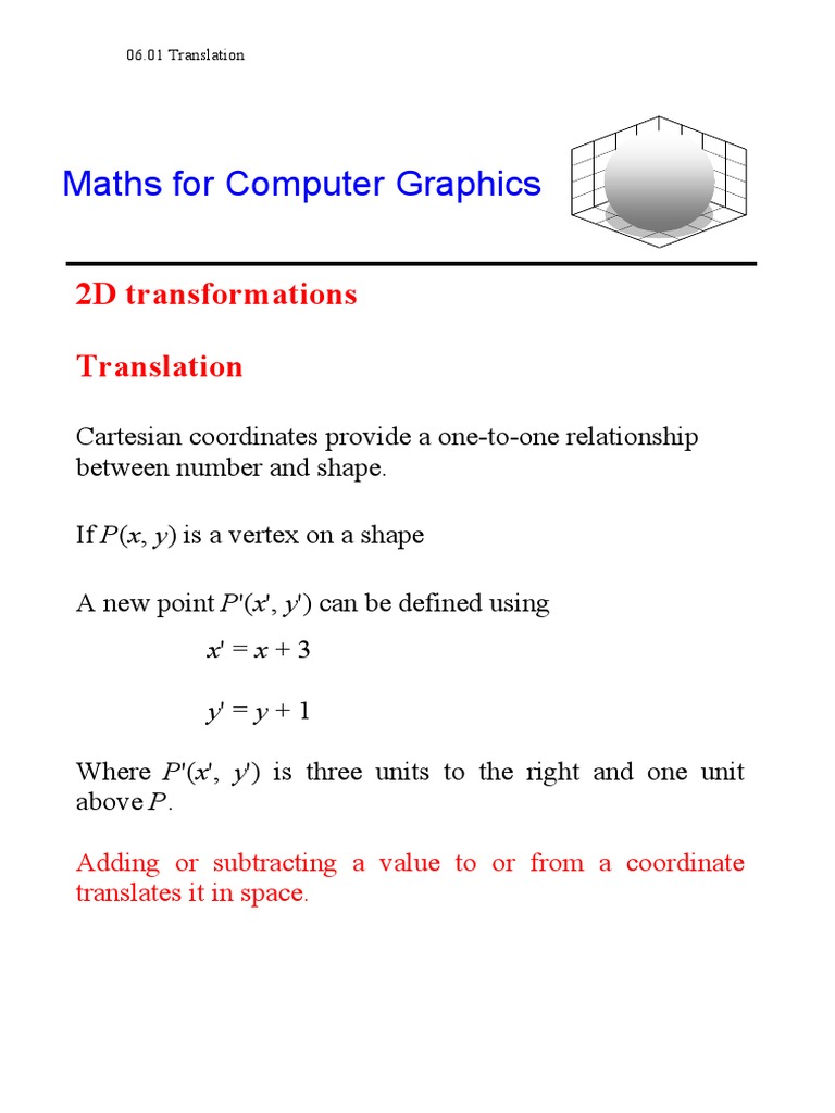 Maths For Computer Graphics Pdf 2 D Computer Graphics Cartesian Coordinate System