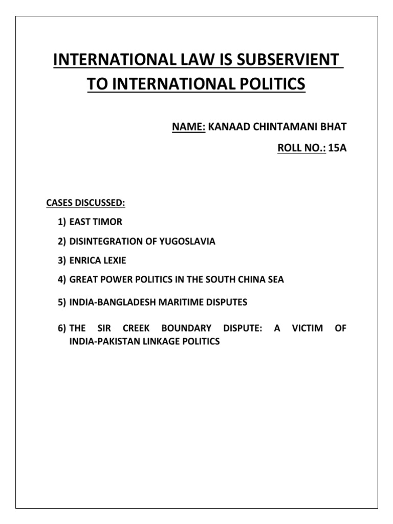 International Law Is Subservient To International Politics | PDF ...