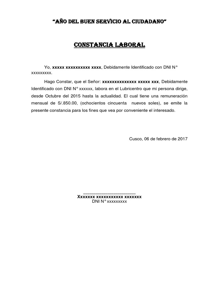 Constancia Laboral Pdf