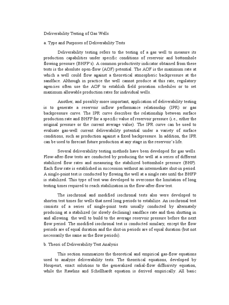 Gas Well Deliverability Testing Methods | PDF | Gases | Pressure