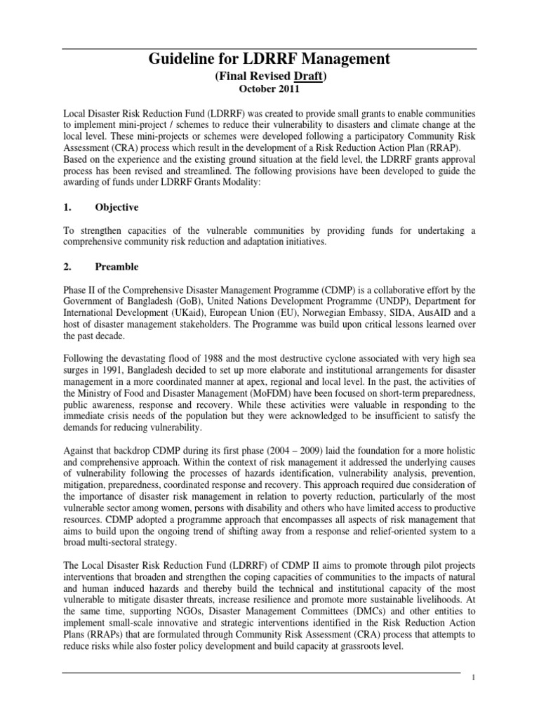 LDRRF Management Guidelines for Communities | PDF | Disaster Risk ...