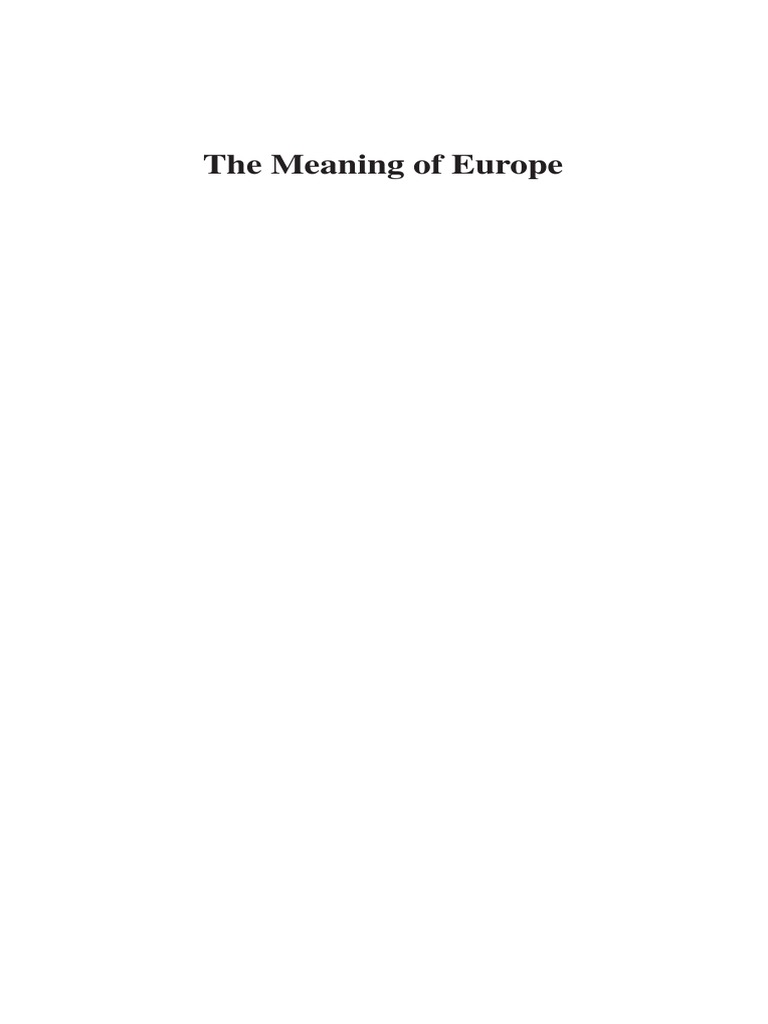 Strath Malmborg The Meaning of Europe PDF | PDF